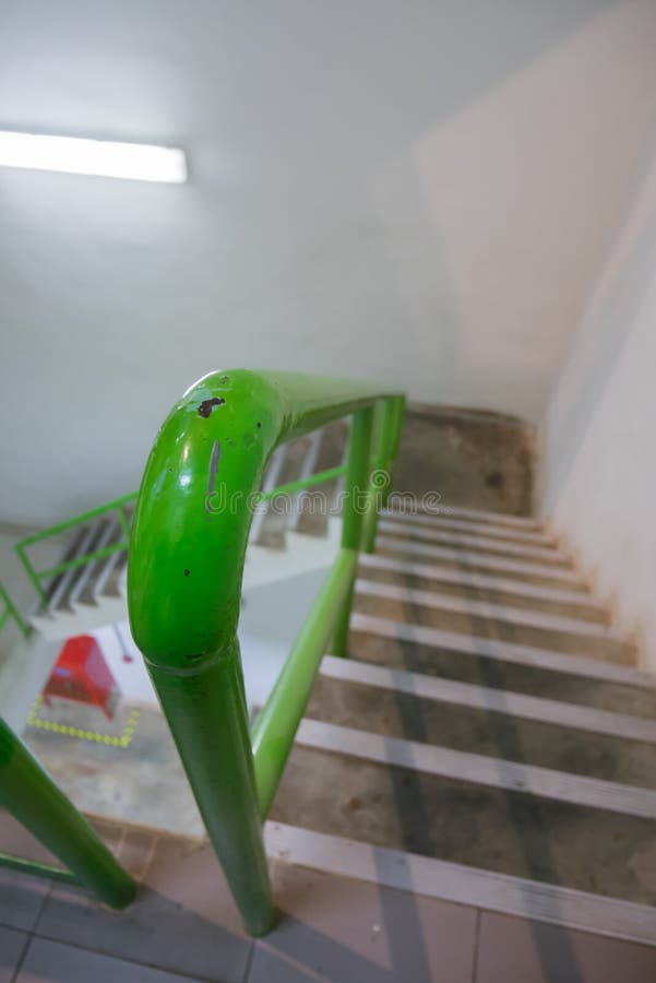Green Railing Stairs in Factory Stock Image - Image of stair, ladder ...