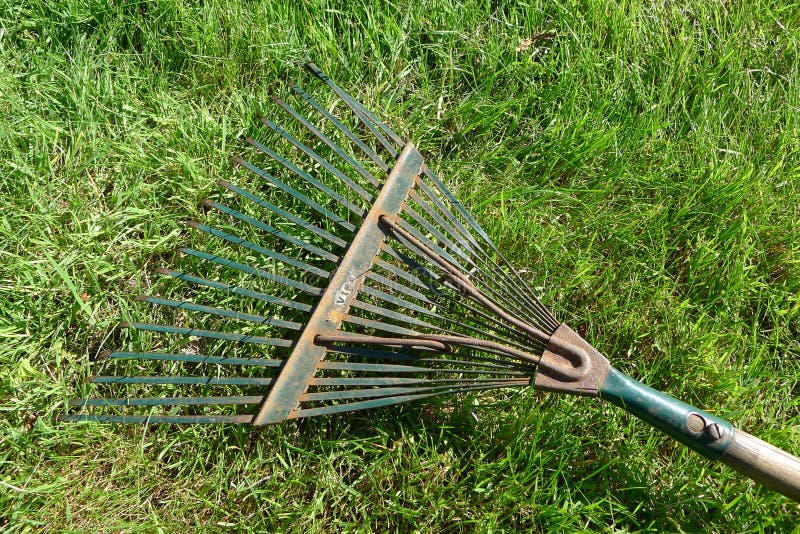 Grass and Rake stock image. Image of gardening, rake - 94045985
