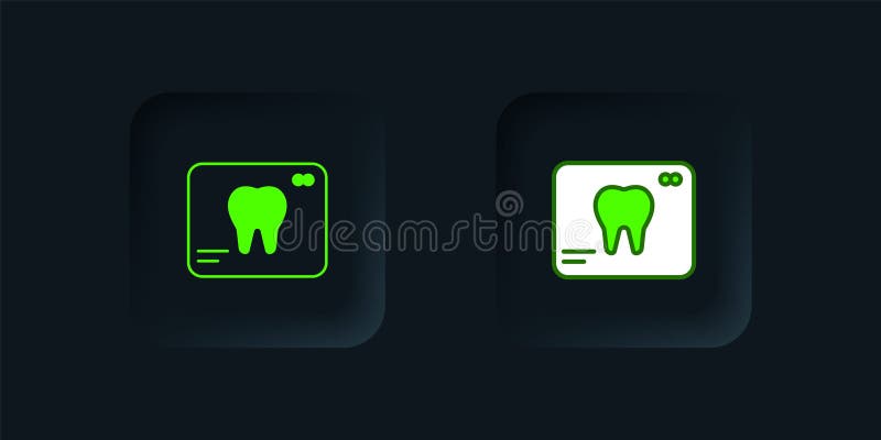 Green X-ray of Tooth Icon Isolated on Black Background. Dental X-ray ...