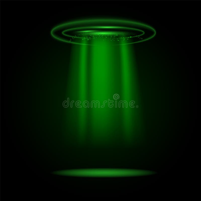 Green Rays of Light from the Circle. UFO Spaceship Green Light Beam ...