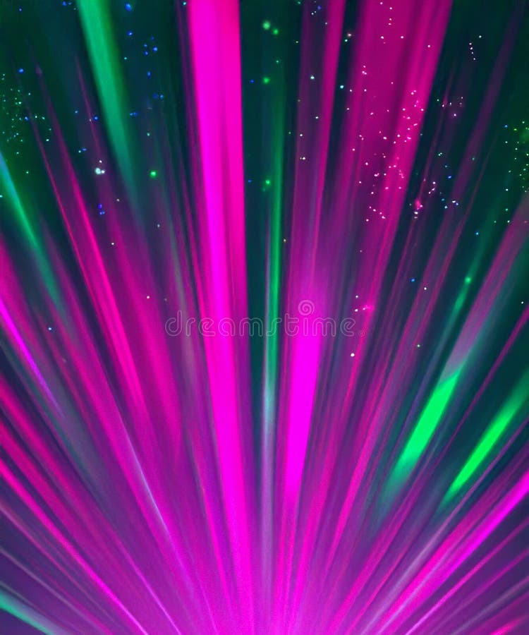 Green Rays and Pink Light Beame with Glitter Light Stock Illustration ...