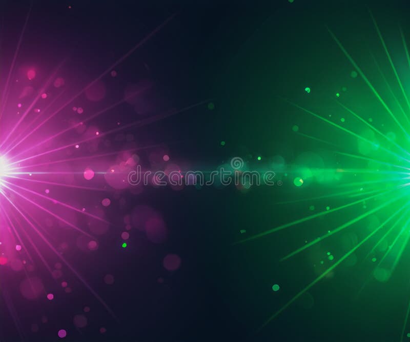Green Rays and Pink Light Beame with Glitter Light, Sparkle Glowing ...