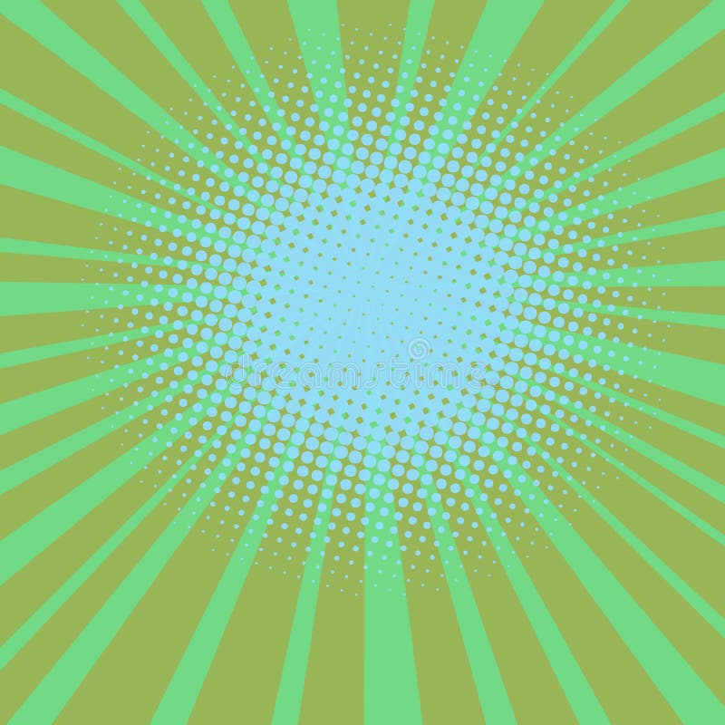 Green Rays Pop Art Halftone Background. Comic Starburst Pattern ...