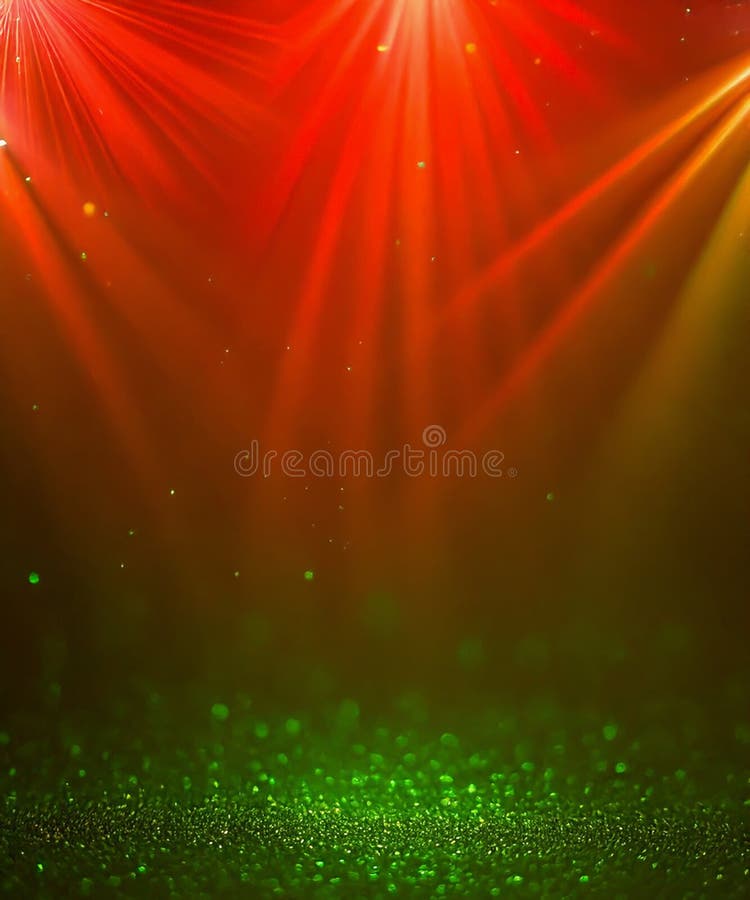 Green Rays and Red Light Beame with Glitter Light Stock Illustration ...