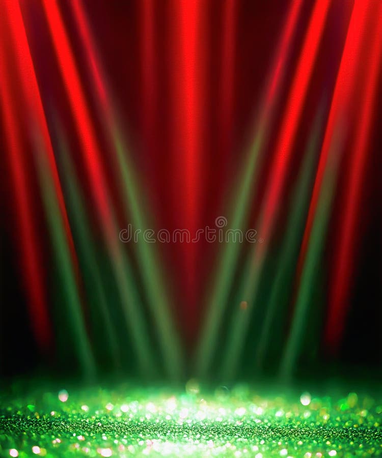 Green Rays and Red Light Beame with Glitter Light Stock Illustration ...