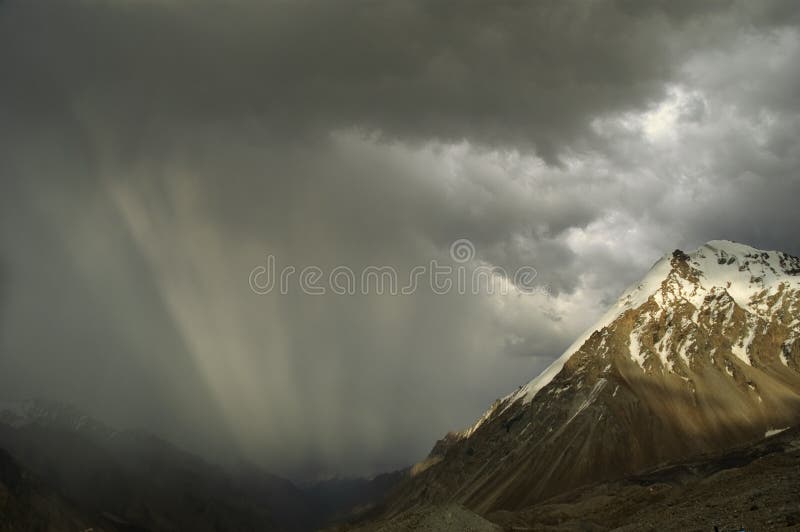 Green Rays before the Sunset in Mountains Stock Photo - Image of view ...