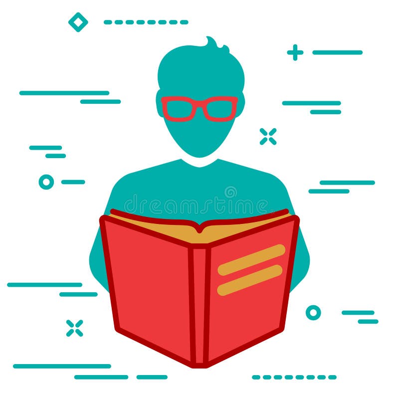 Book Reader Flat Style Icon Stock Vector - Illustration of holding ...
