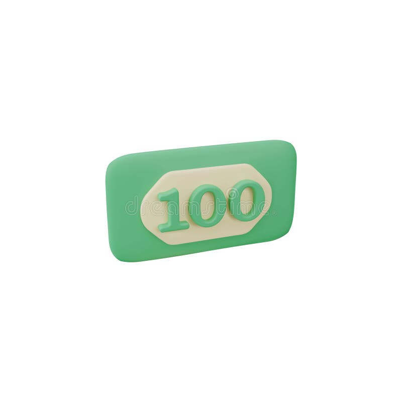 Green Realistic Banknote with Number 100 3D Style, Vector Illustration ...