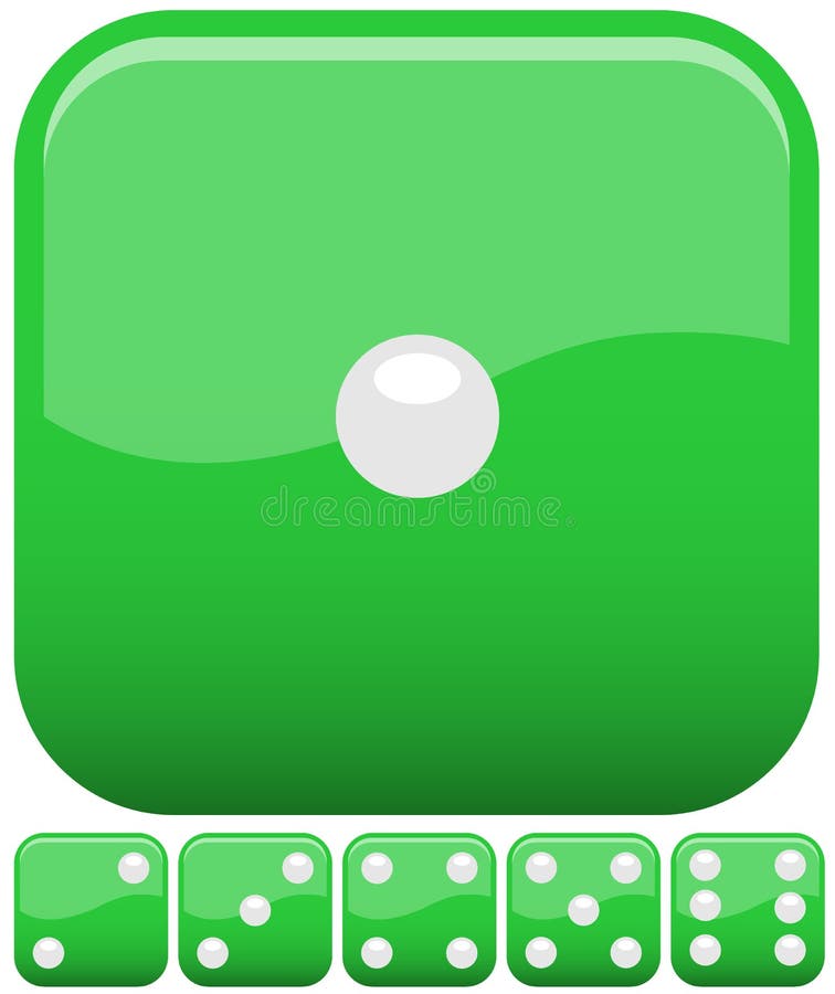 Green Realistic Dice Collection, Set of 6, Vector Available Stock ...
