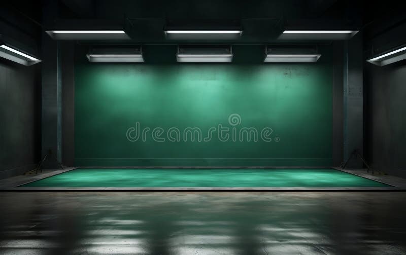 Green Realm Perspective Floor Backdrop in a Room Generative Ai Stock ...