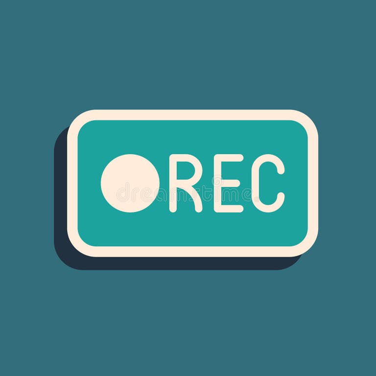 Green Record Button Icon Isolated on Green Background. Rec Button. Long ...