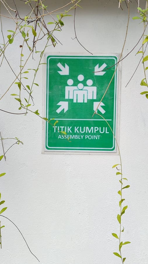 The Green Rectangle Sign of Assembly Point Stock Image - Image of green ...