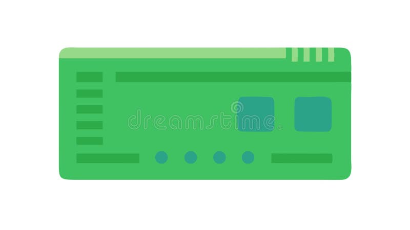 Green Rectangular Board with Grid Pattern, Circuit Icon, Vector Design ...