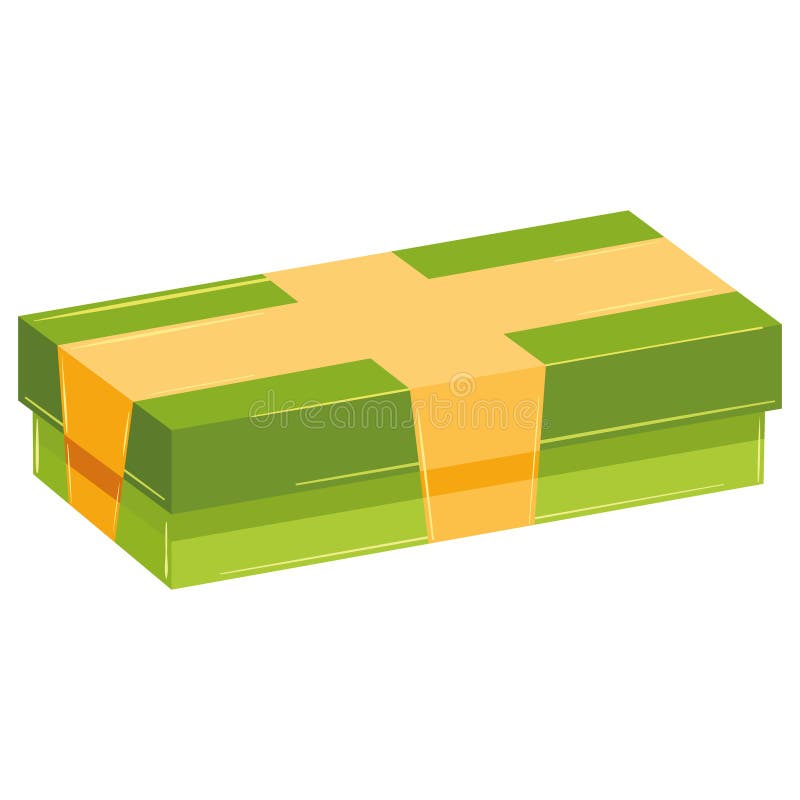 Green Rectangular Gift Box with Golden Ribbon Vector Stock Vector ...