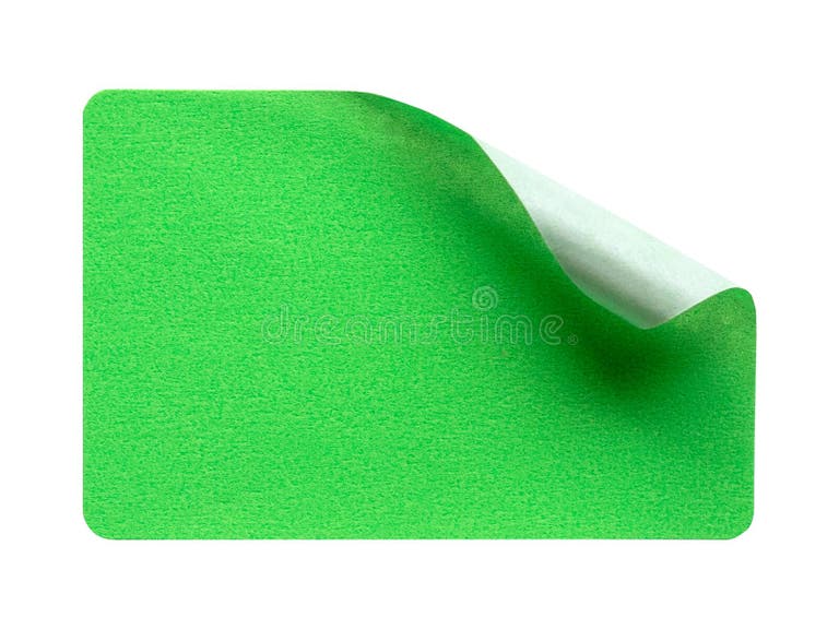 Green Rectangular Paper Sticker Label Isolated on White Background ...
