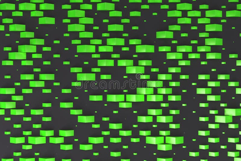 Green Rectangular Shapes of Random Size on Black Background Stock ...