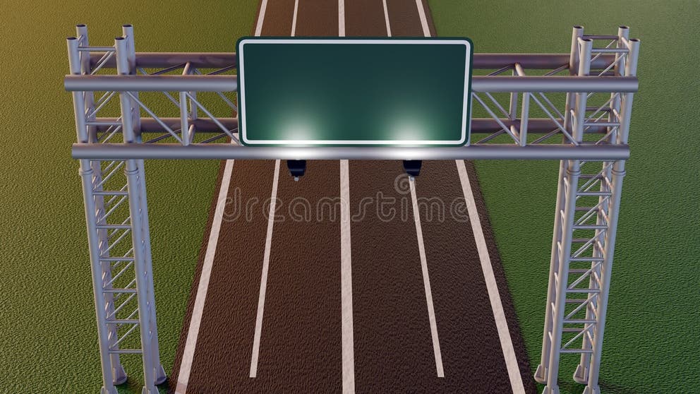 Green Rectangular Signboard with Silver Trim, Fixed To a Metal Overhead ...