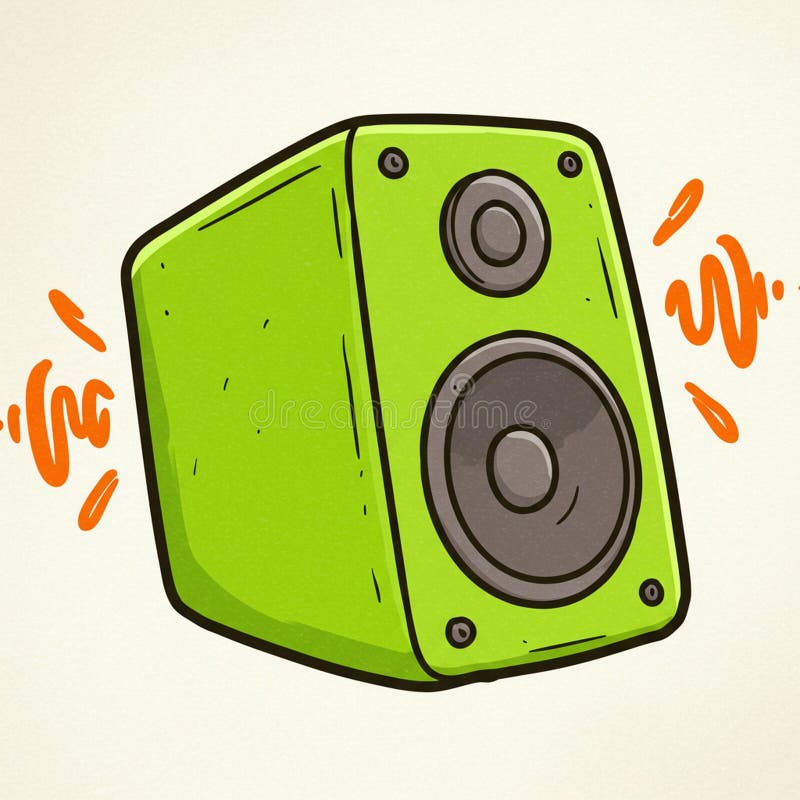 Green Rectangular Speaker Box with Rounded Edges, Featuring Two ...