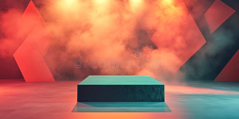 Green Rectangular Stage Product Showcase Studio Orange Smoke Lighting ...