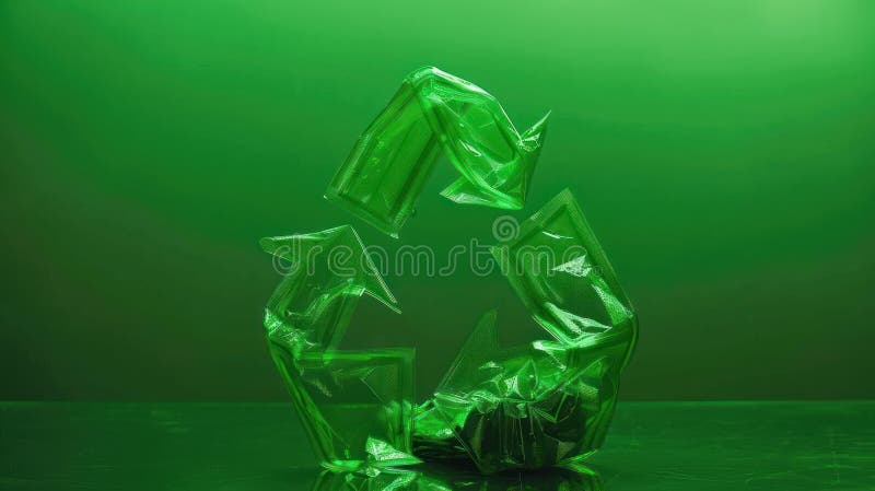 A Green Recyclable Object is Placed on a Reflective Surface, Showcasing ...