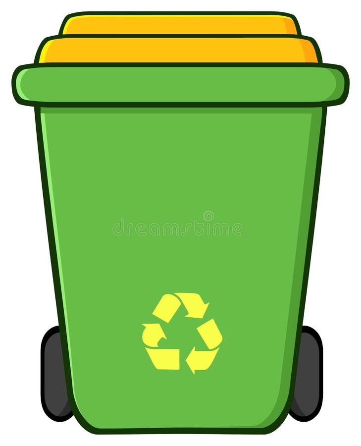 Green Recycle Bin Cartoon stock vector. Illustration of pollution ...