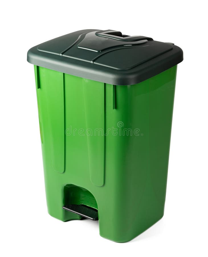 Green Recycle Bin Isolated on White Background Close Up Stock Image ...