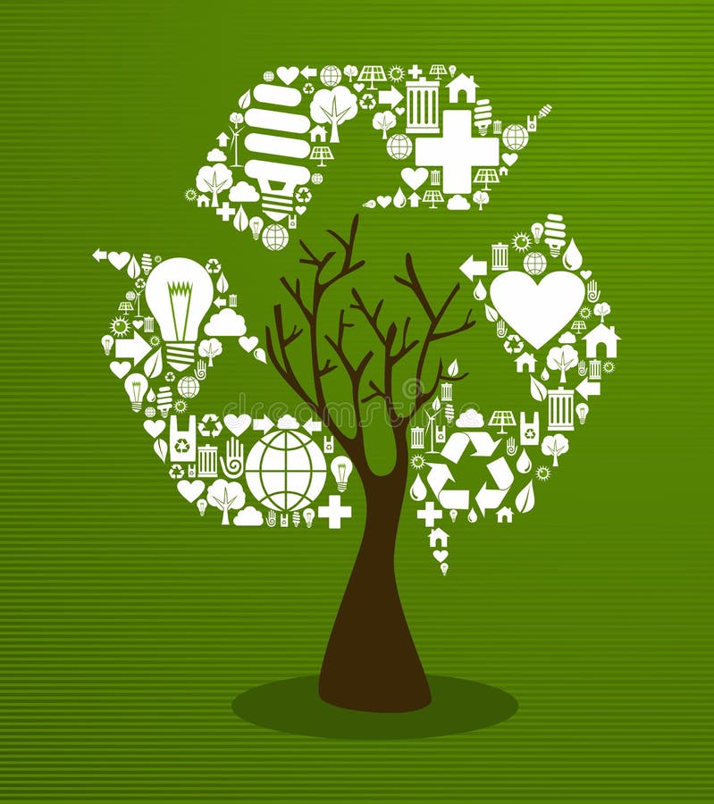 Green Recycle Symbol Concept Tree Stock Vector - Illustration of group ...