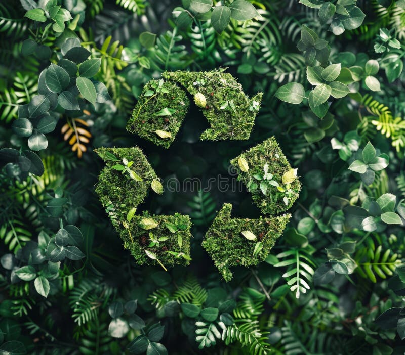 Green Recycle Icon on Grass, Leaf, Tree Stock Photo - Image of life ...