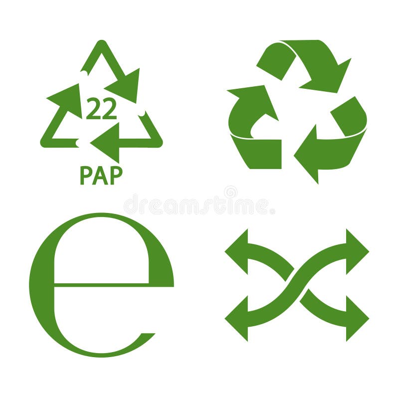 Green Recycle and Packaging Icon Set Vector Stock Vector - Illustration ...