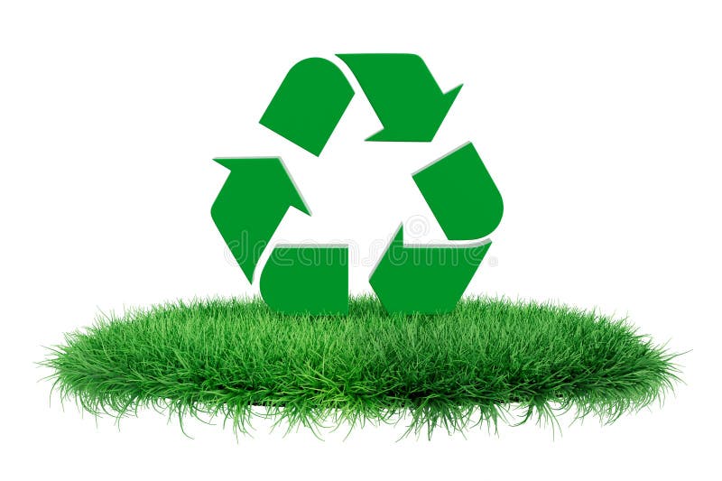 Green Summer Lawn Grass Symbol Isolated White Background Recycle Sign ...