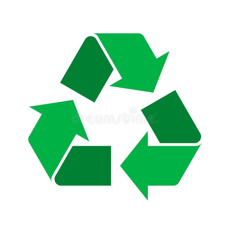 Green Recycle Sign, Icon, Symbol on White Background. Triangular Eco ...