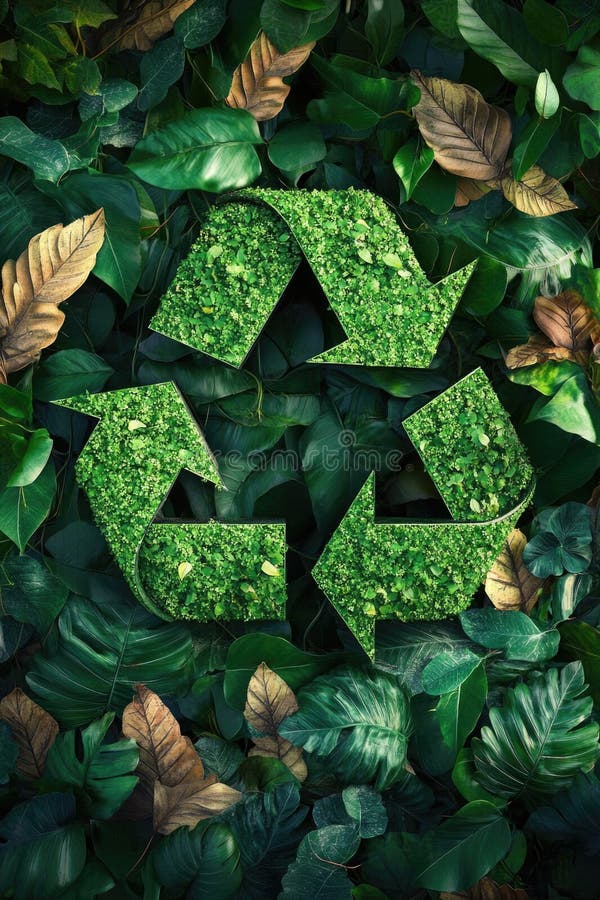 Green Recycle Sign with Household Waste on Grass Stock Image - Image of ...