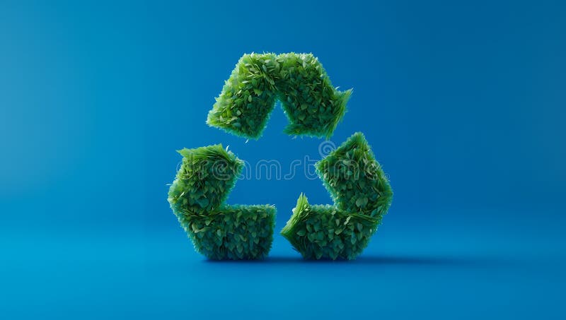 Green Recycle Symbol on Blue Background Stock Illustration ...