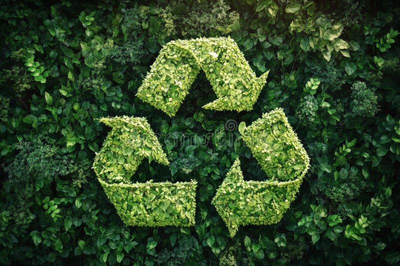Green Recycle Symbol Made of Green Foliage Stock Illustration ...
