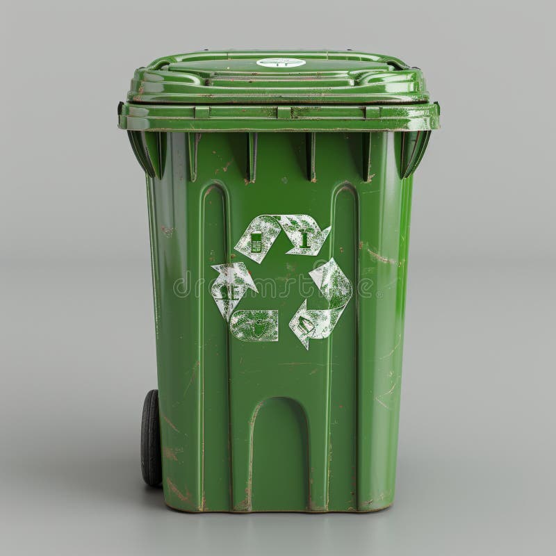 Green Recycling Bin Neutral Background Waste Awareness Stock Photos ...
