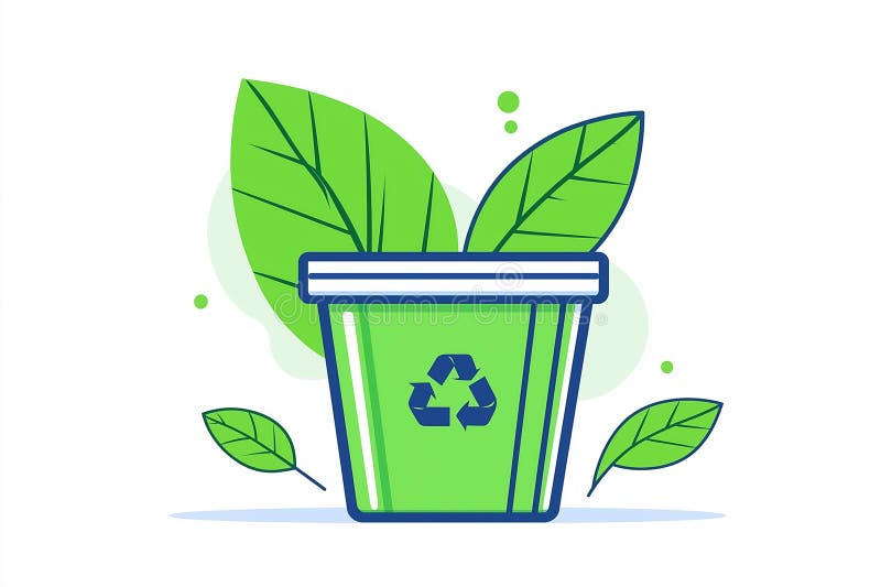 A Green Recycling Bin with Vibrant Leaves Growing Out of it Emphasizes ...