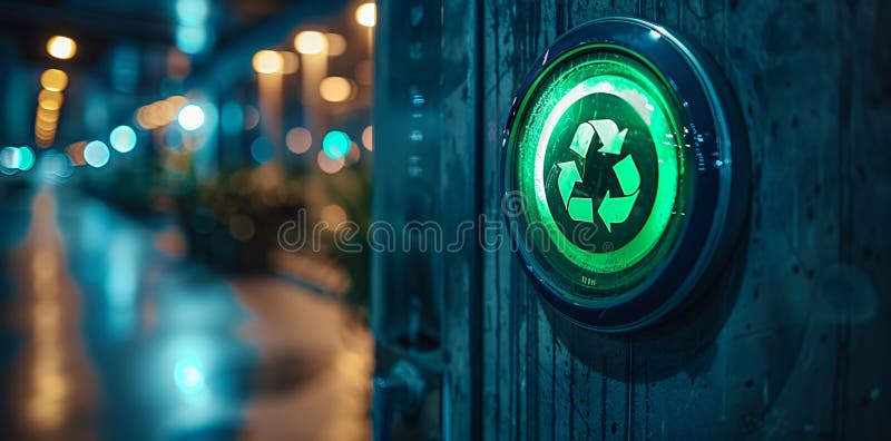 Green Recycling Button, Zero Waste Concept for Eco-friendly Campaigns ...