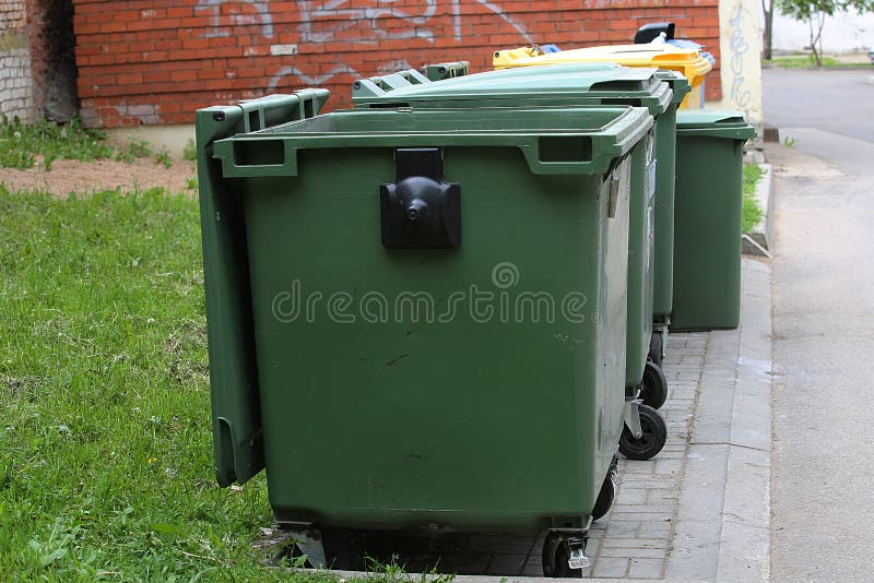 Green recycling container stock image. Image of street - 73294913