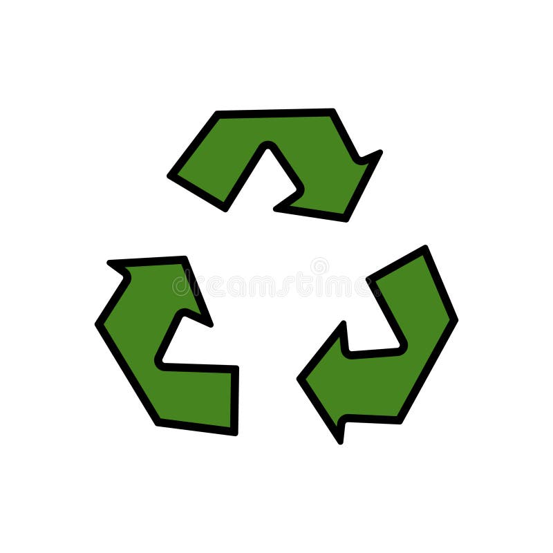 Green Recycling Icon with Arrows in Eco-friendly, Environmental ...