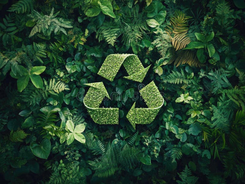 Green Recycling Sign with Plants Stock Image - Image of friendly ...