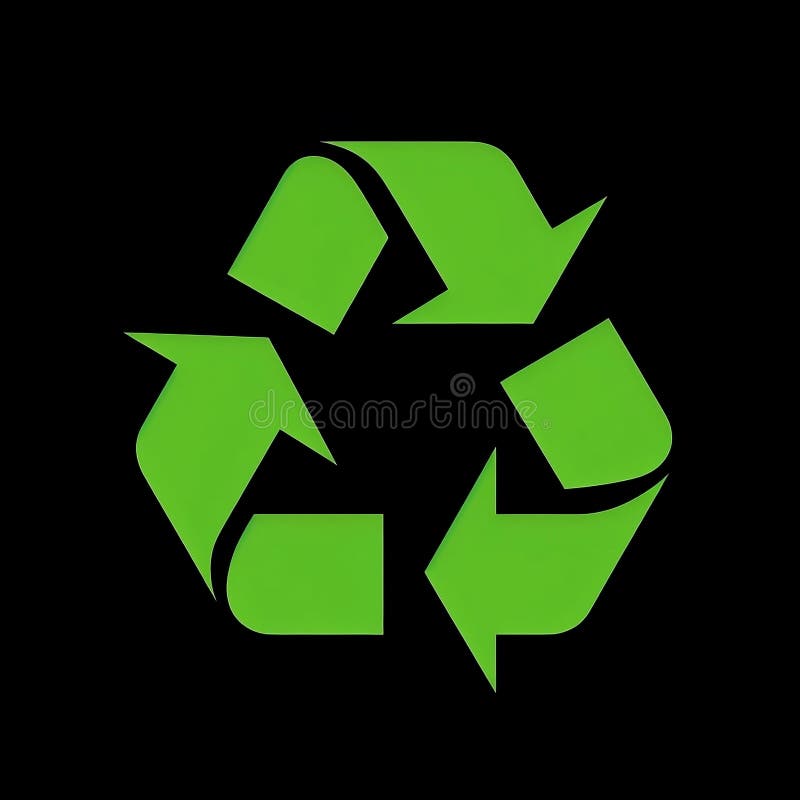 Green Recycling Symbol on Black Background Stock Illustration ...