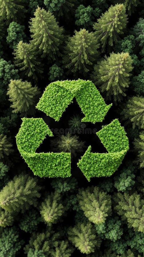A Green Recycling Symbol Surrounded by Trees in a Forest Stock Image ...