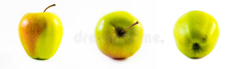 Green Red Apple Front View Side View Back View White Background Stock ...