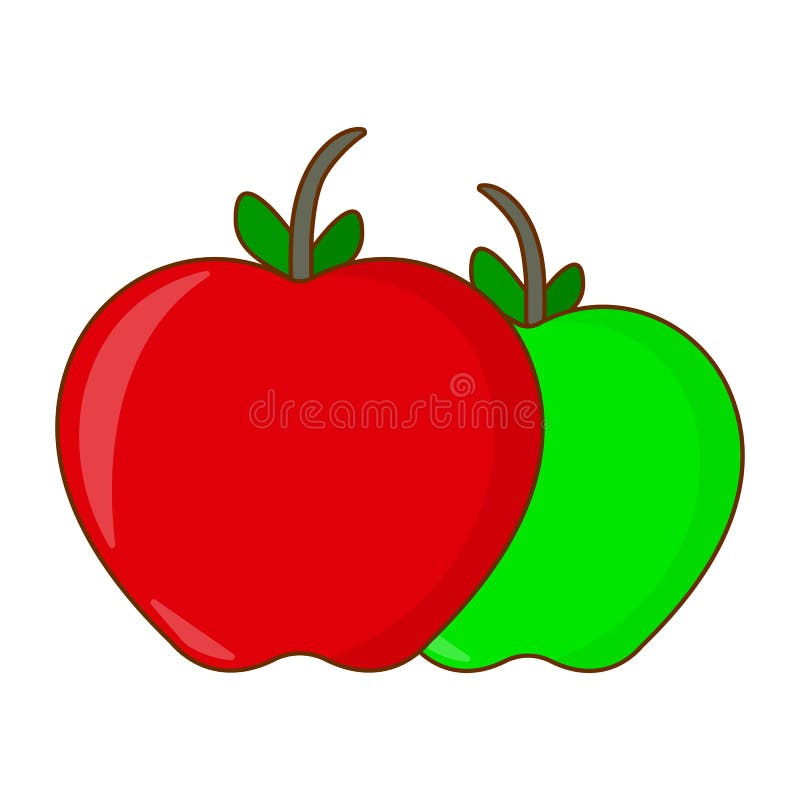 Green and Red Apple Icon. Cute Concept Label Stock Vector ...