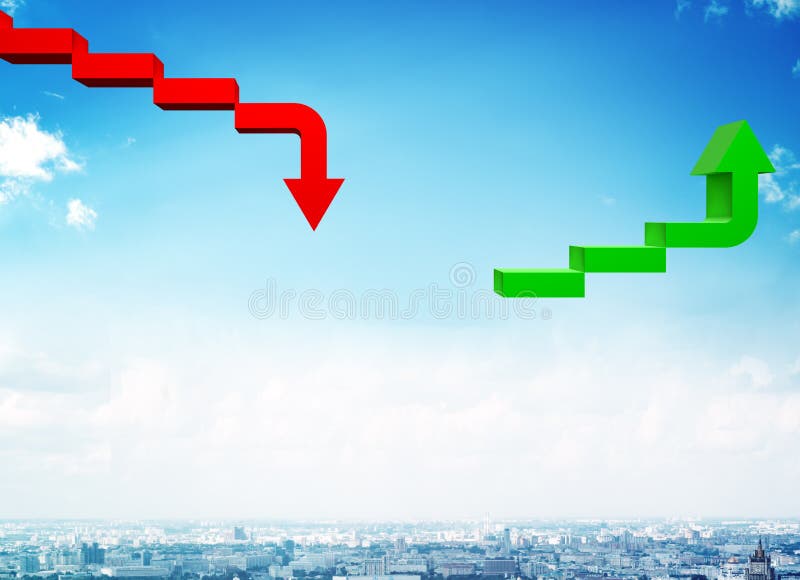 Green and red arrows stock image. Image of fall, stairs - 68445815