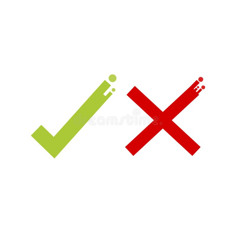 Green and Red Check Mark Icon. Tick Symbol in Green and Red Color ...