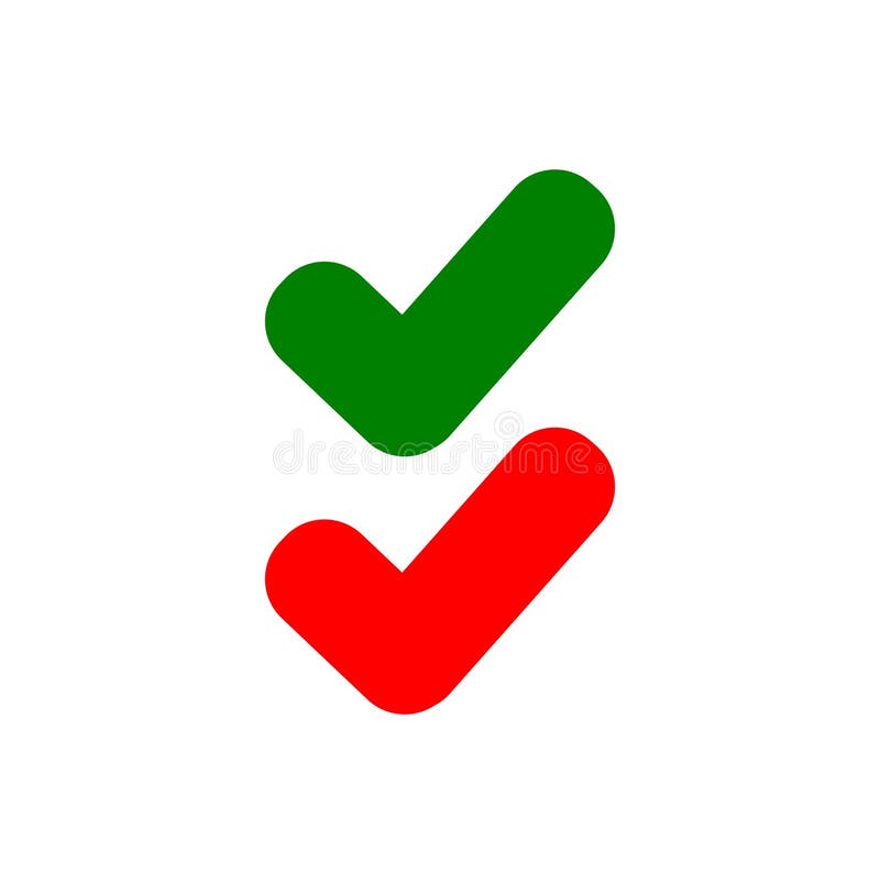 Green and Red Check Mark Icon. Tick Symbol in Green and Red Color ...