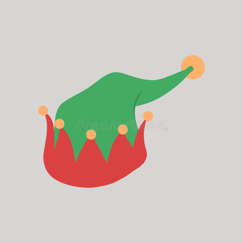 Green and Red Christmas Pointed Elf Hat Hand Drawn Flat Design ...