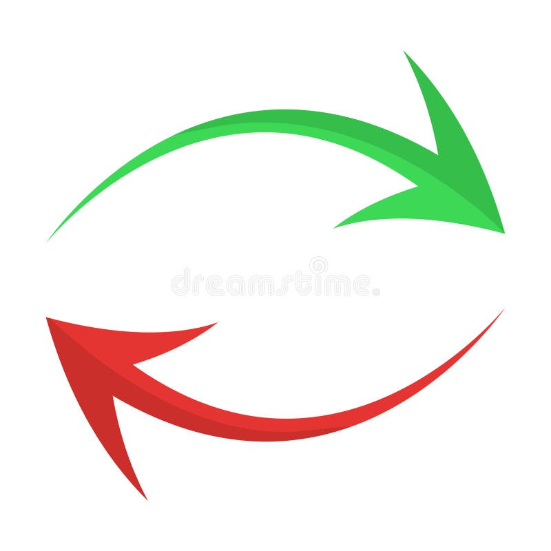 Green and Red Curved Arrows in Form of Recycle Vector Illustration ...