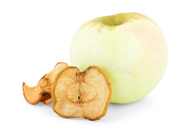 Green Red and Dried Apples on White Background Stock Image - Image of ...